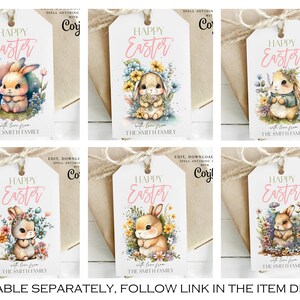 Easter Bunny Gift Tags Printable, Easter Basket Party Favors ...