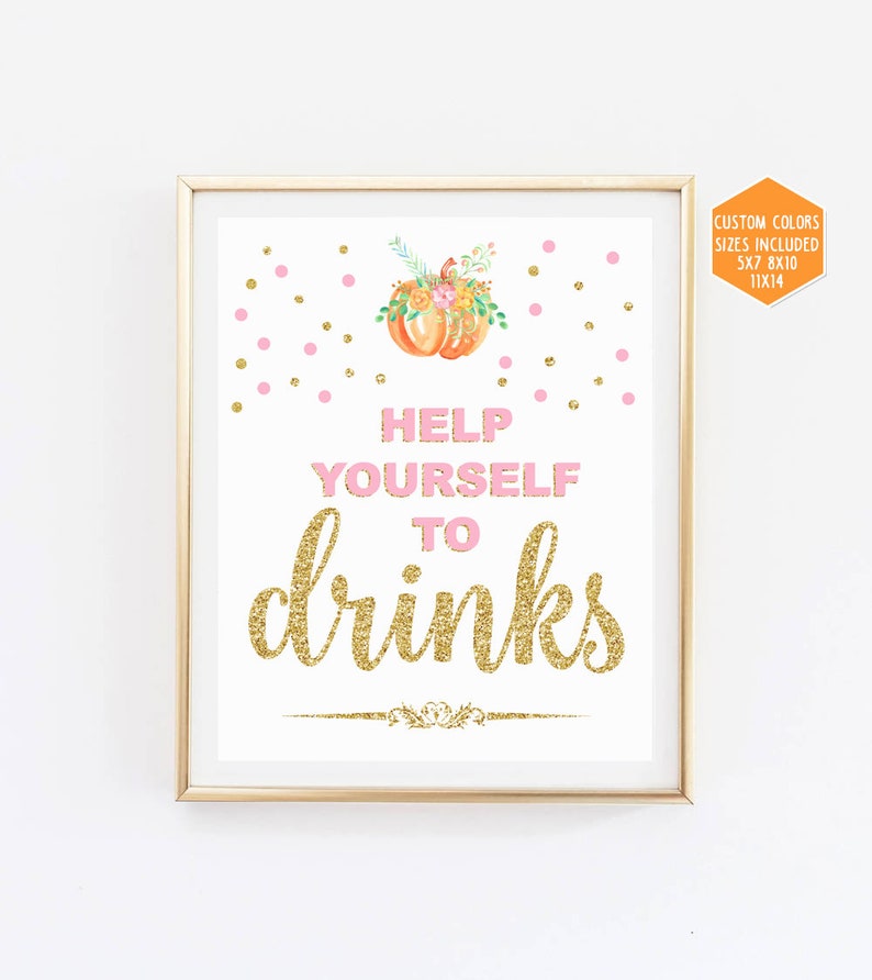 Help Yourself to Drinks Sign Printable Fall Girl Baby Shower - Etsy