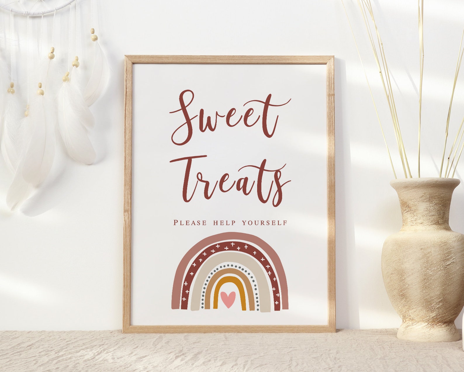 EDITABLE Boho Rainbow Baby Shower Welcome Sign Printable, Earth Tones ...