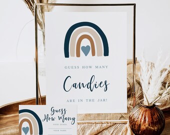Rainbow Guess How Many Candies Game Sign Cards Terracotta - Etsy