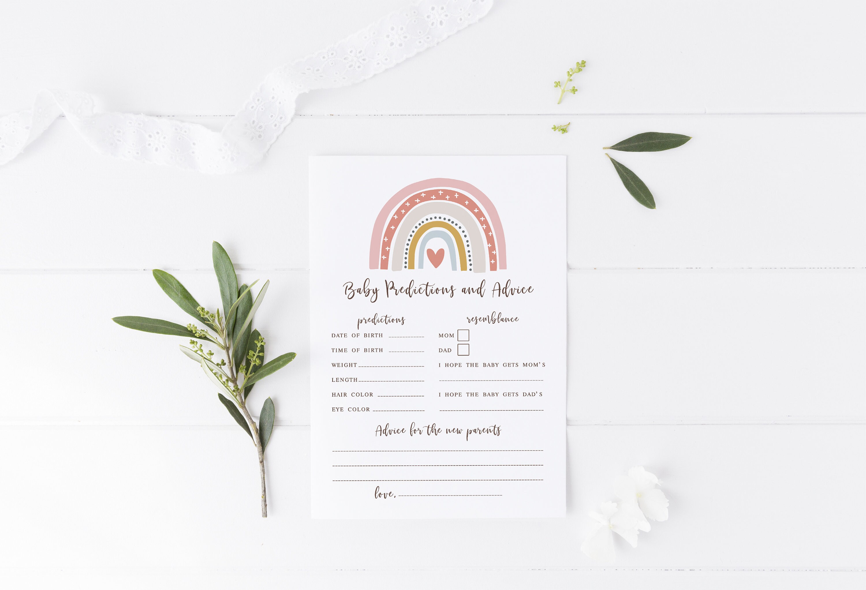 Rainbow Wishes for Baby Cards Baby Shower Games Printable - Etsy