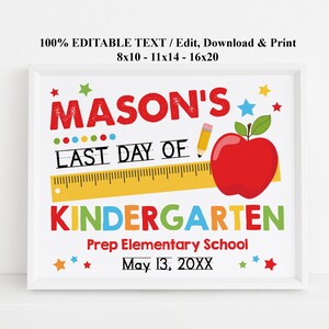 EDITABLE Any Grade Last Day of School Sign Printable, Boy End of School ...