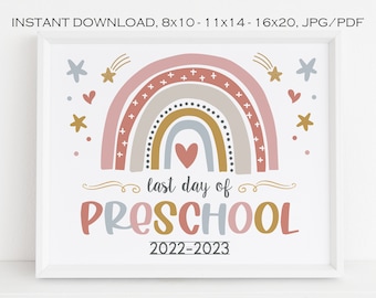 Girl Preschool Graduation Sign Printable Last Day of Preschool - Etsy