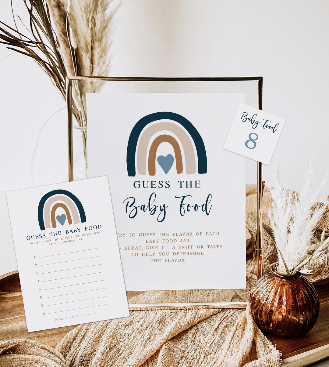 Boho Rainbow Baby Food Game, Guess the Baby Jar Food, Baby Shower Game ...