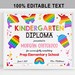 EDITABLE Girl Kindergarten Diploma Printable Personalized Preschool ...