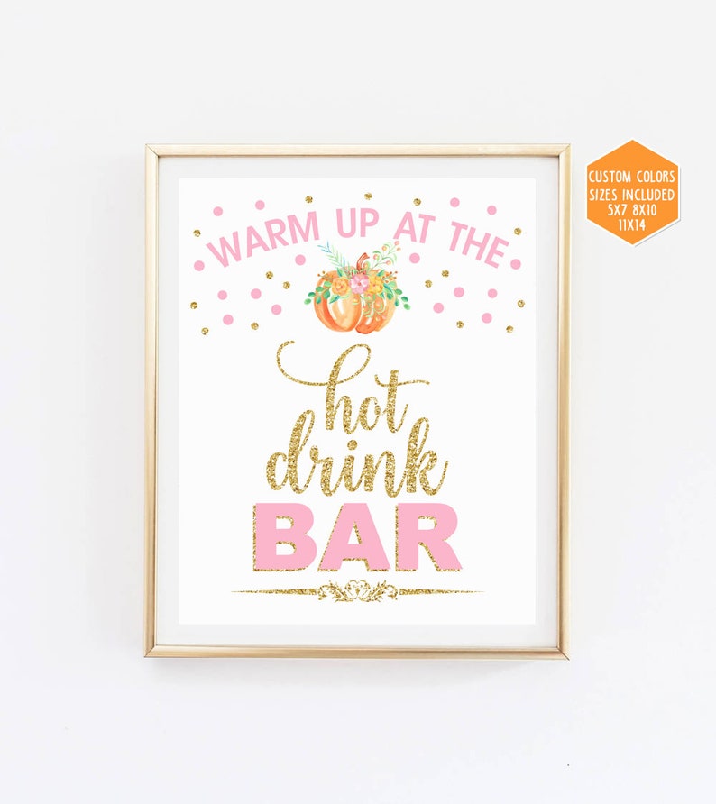 Hot Dog Bar Sign Printable Fall Girl Baby Shower Pink and | Etsy