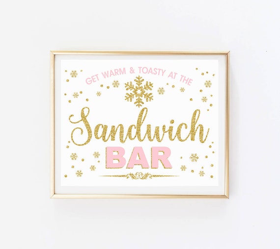 Sandwich Bar Sign Printable Winter Onederland Decorations | Etsy