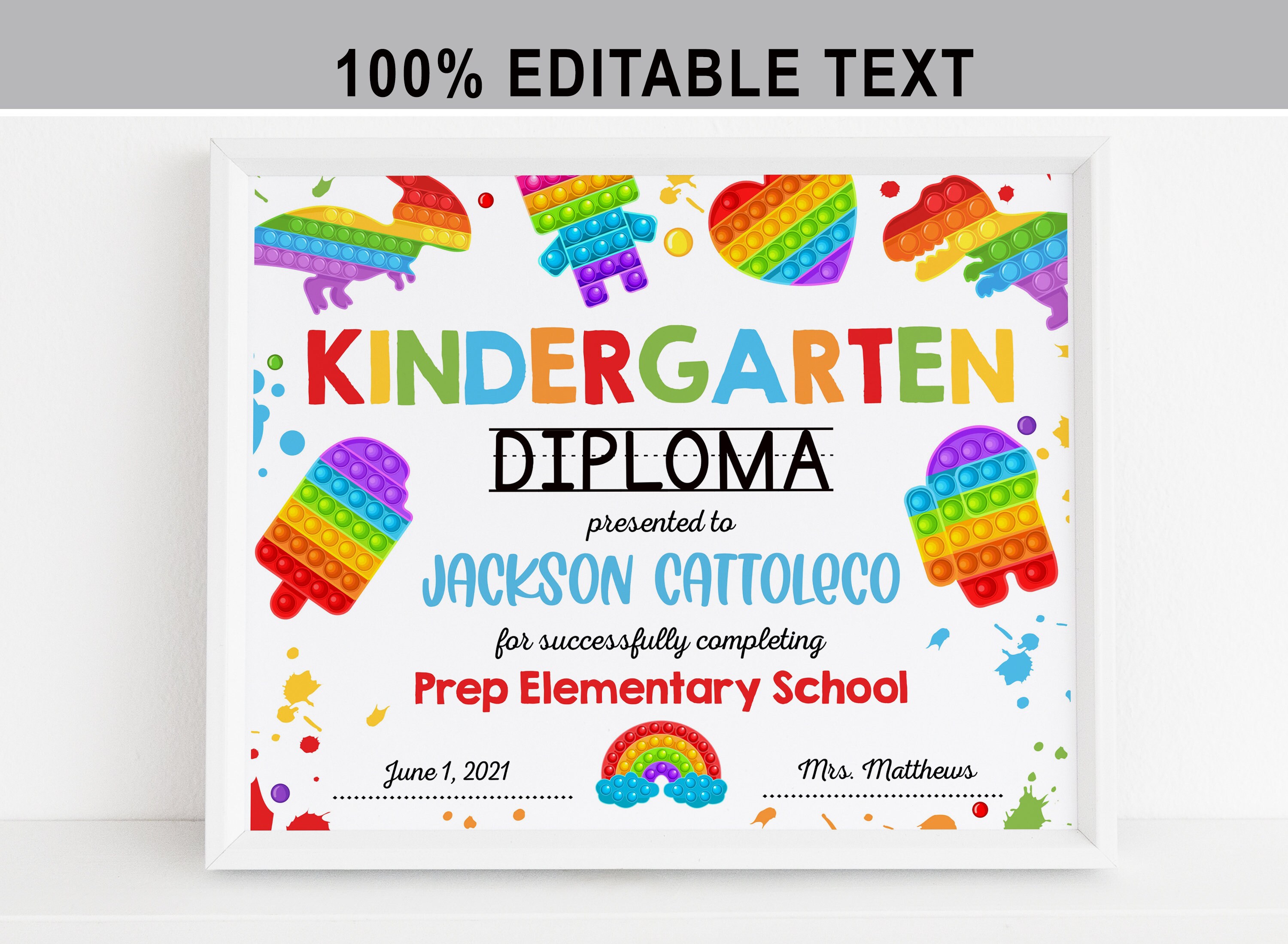 EDITABLE Kindergarten Diploma Printable Personalized - Etsy