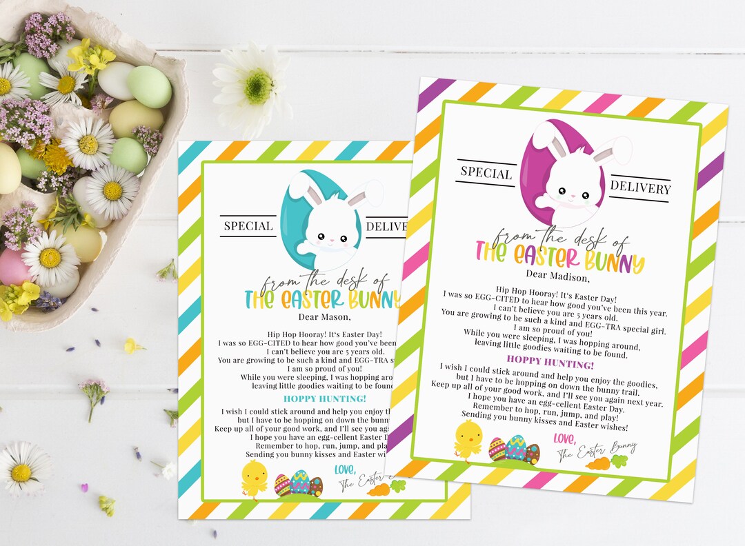 EDITABLE Letter From the Easter Bunny, Egg Hunt Letter Printable for a ...