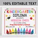 EDITABLE Kindergarten Diploma Printable Personalized Girl | Etsy