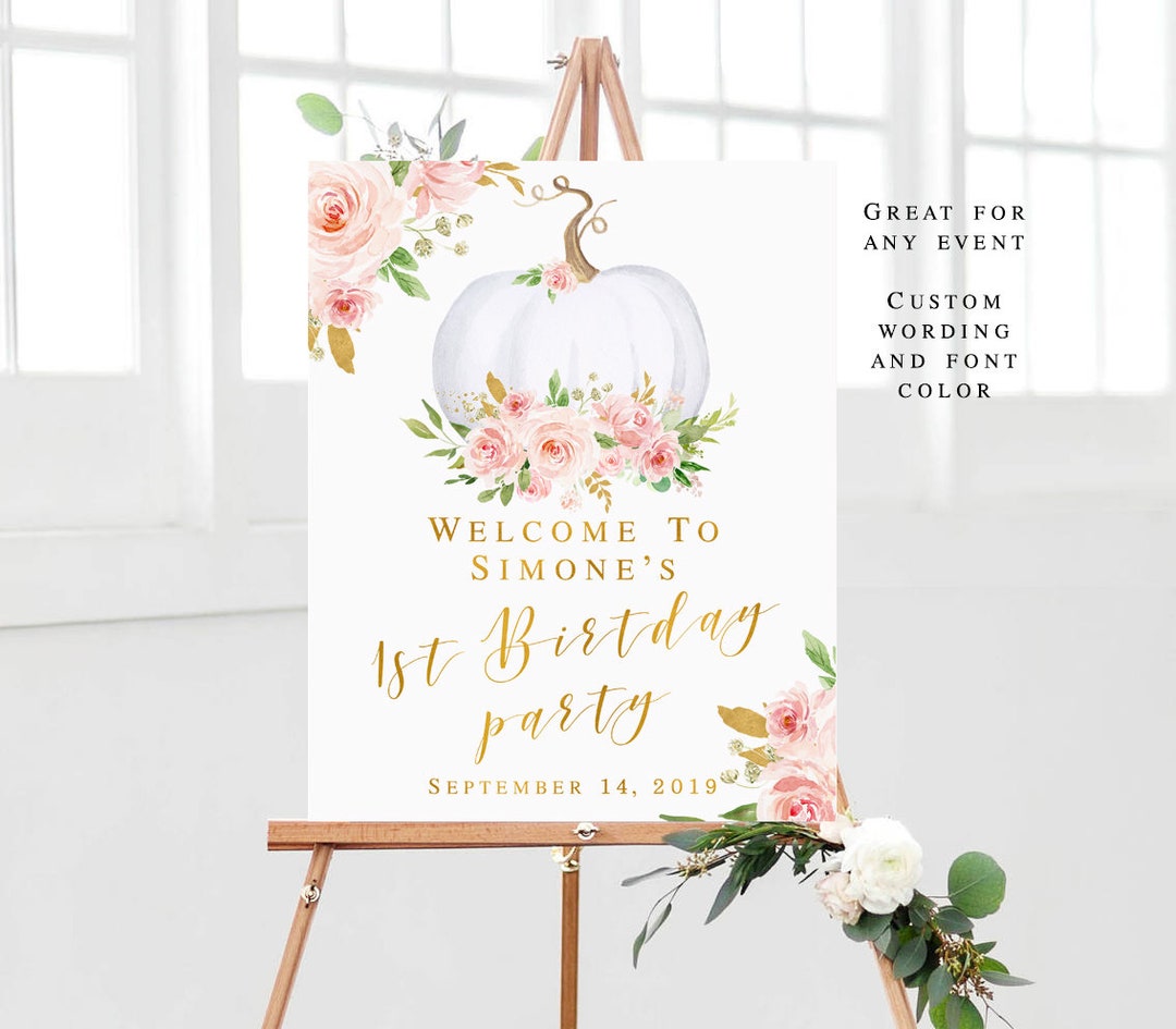 Pumpkin Welcome Sign Printable Pumpkin First Birthday Party - Etsy