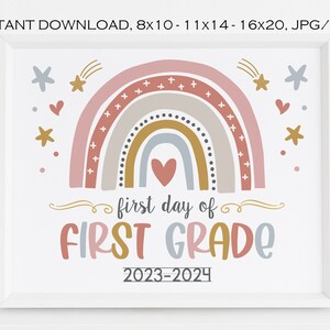 Boho Rainbow First Day of 1st Grade Sign Printable Girl Back - Etsy