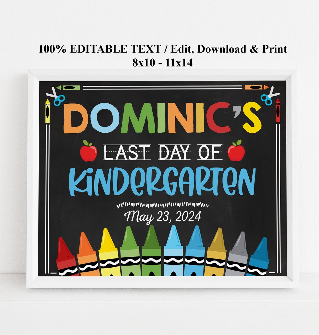 EDITABLE Any Grade Last Day of School Sign Printable, Chalkboard ...
