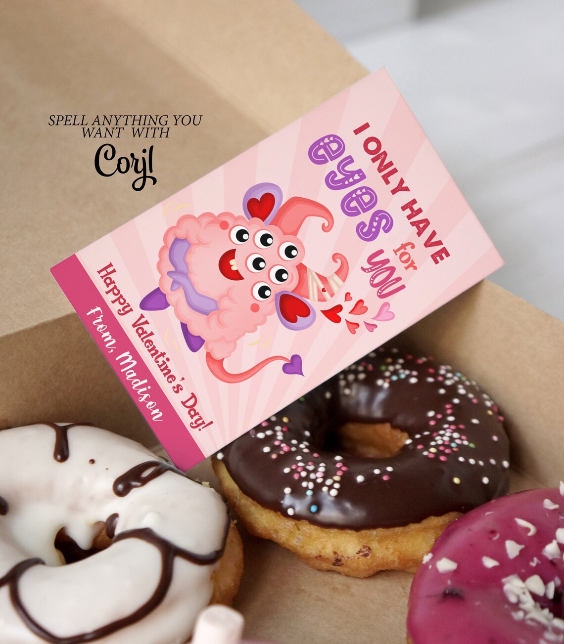 EDITABLE Monster Valentine's Day Gift Tag Printable, I Only Have Eyes ...