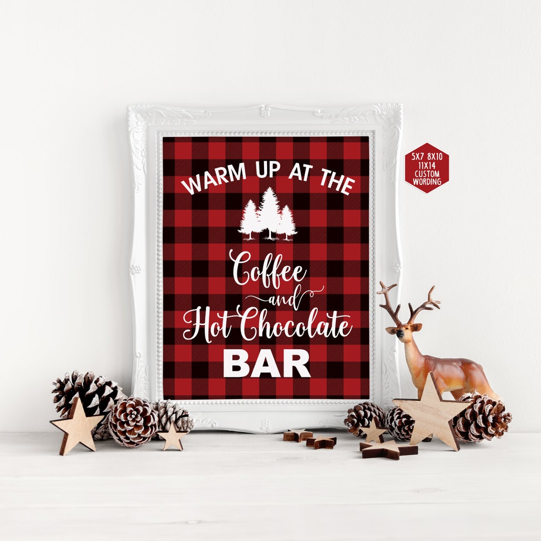 Coffee and Hot Chocolate Bar Sign Printable Red and Black - Etsy