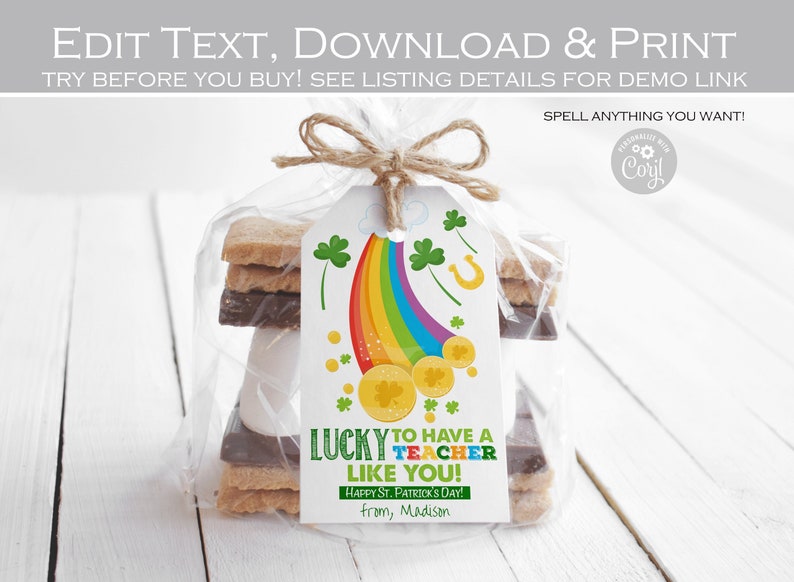 EDITABLE St. Patrick's Day Tag Printable, St. Patty's Co-worker Kids ...