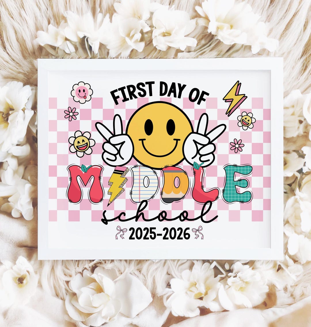 First Day of 6th Grade Sign Printable, 1st Day Middle School, Girls ...