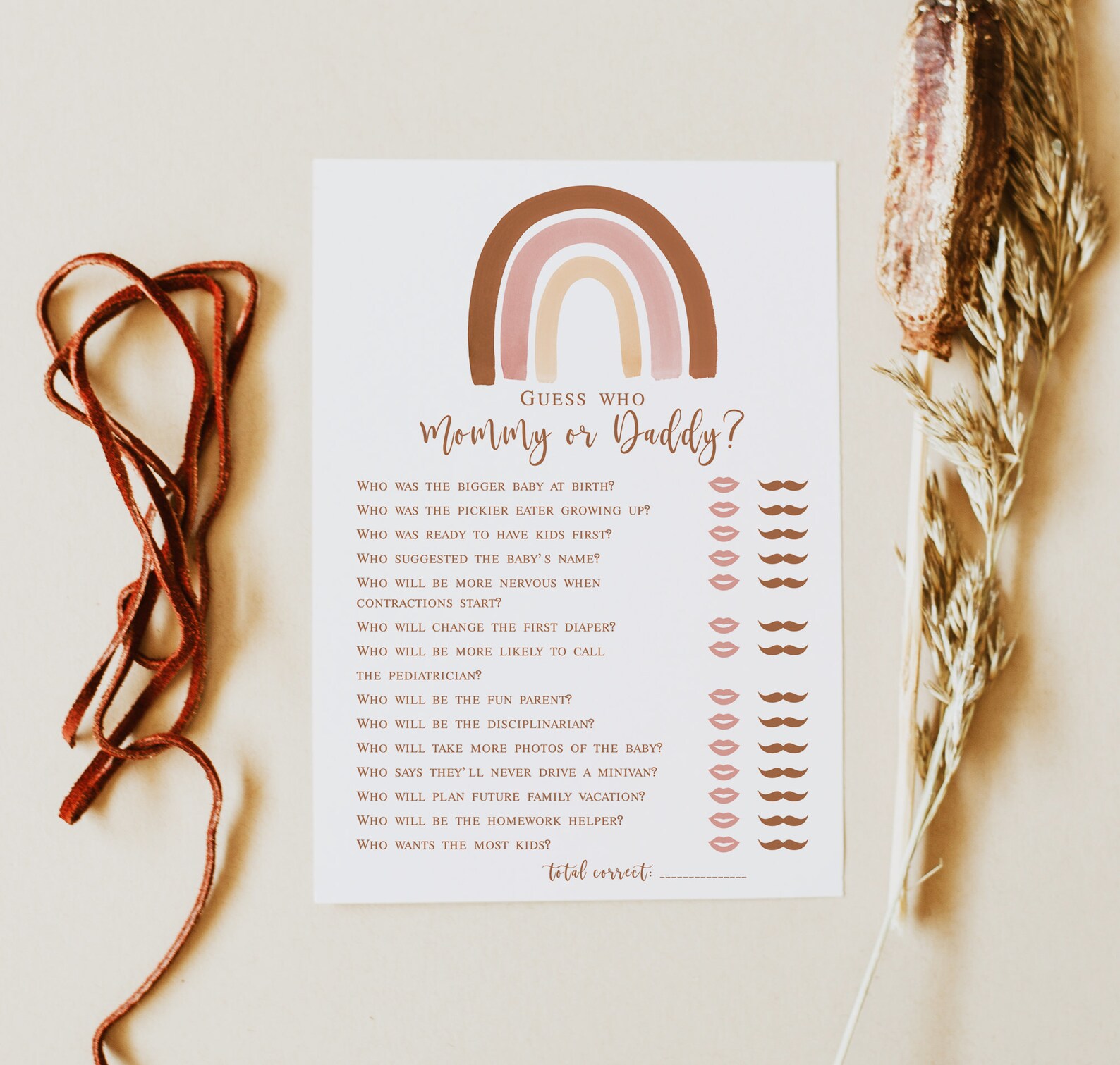 Boho Rainbow Pass the Prize Baby Shower Game Printable, Rhyme Game ...