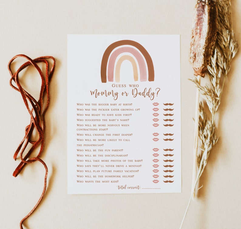Boho Rainbow Pass the Prize Baby Shower Game Printable Rhyme - Etsy