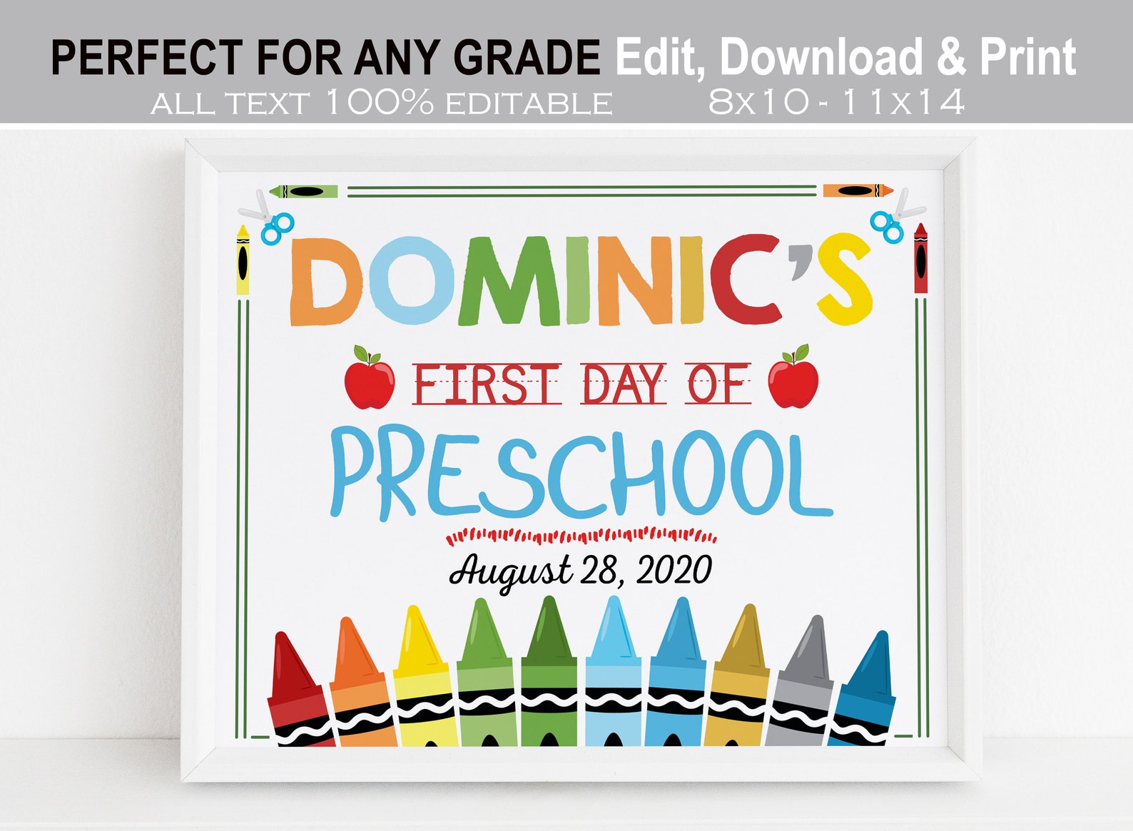 Editable Boy First Day of School Printable Sign, Back to School, 1st ...
