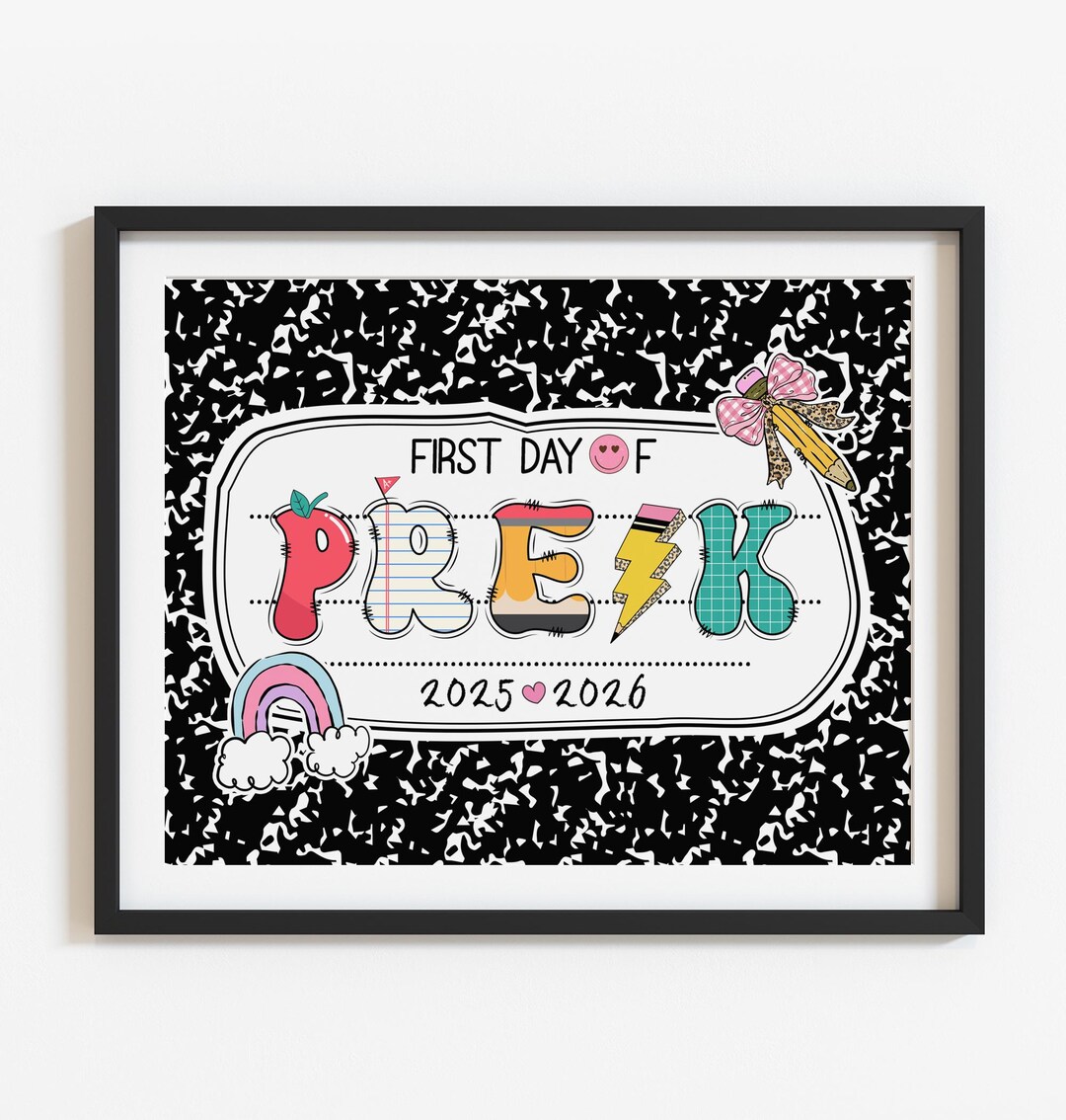 First Day of Pre-k Sign Printable, Girl Back to School Photo Prop 2025 ...