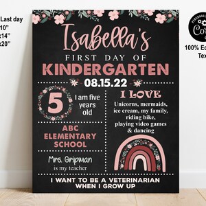 EDITABLE Boho Rainbow First or Last Day of School Sign Printable, Girl ...