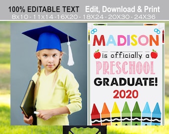 Editable Kindergarten Graduation Sign With Photo Last Day of | Etsy
