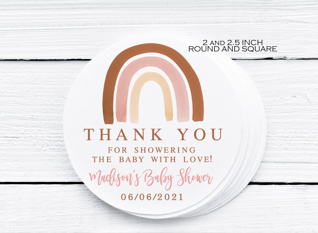 EDITABLE Boho Rainbow Thank You Tag Printable, Baby Shower Favor Labels ...