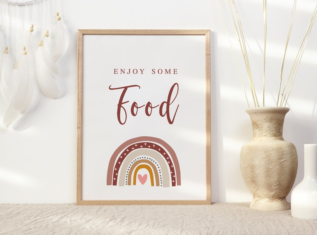 Enjoy Some Food Sign Printable, Boho Rainbow Baby Shower, Muted Bridal ...