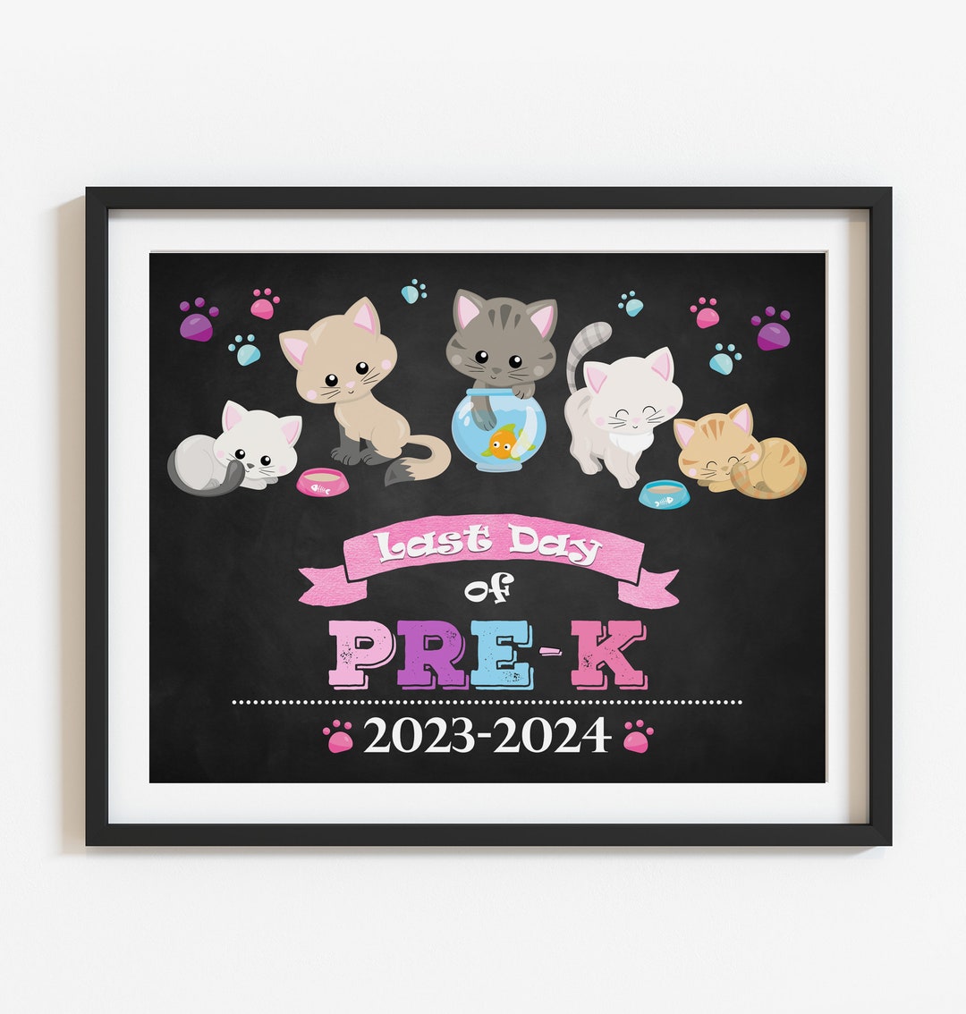 Last Day of Pre-k Printable Sign, End of School Year 2023-2024, Girl ...