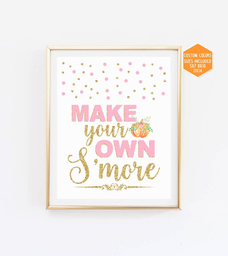 Taco Bar Sign Printable Fall Girl Baby Shower Sign Pink and - Etsy