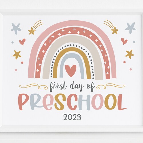 Boho Rainbow Kindergarten Sign First Day of School Sign - Etsy