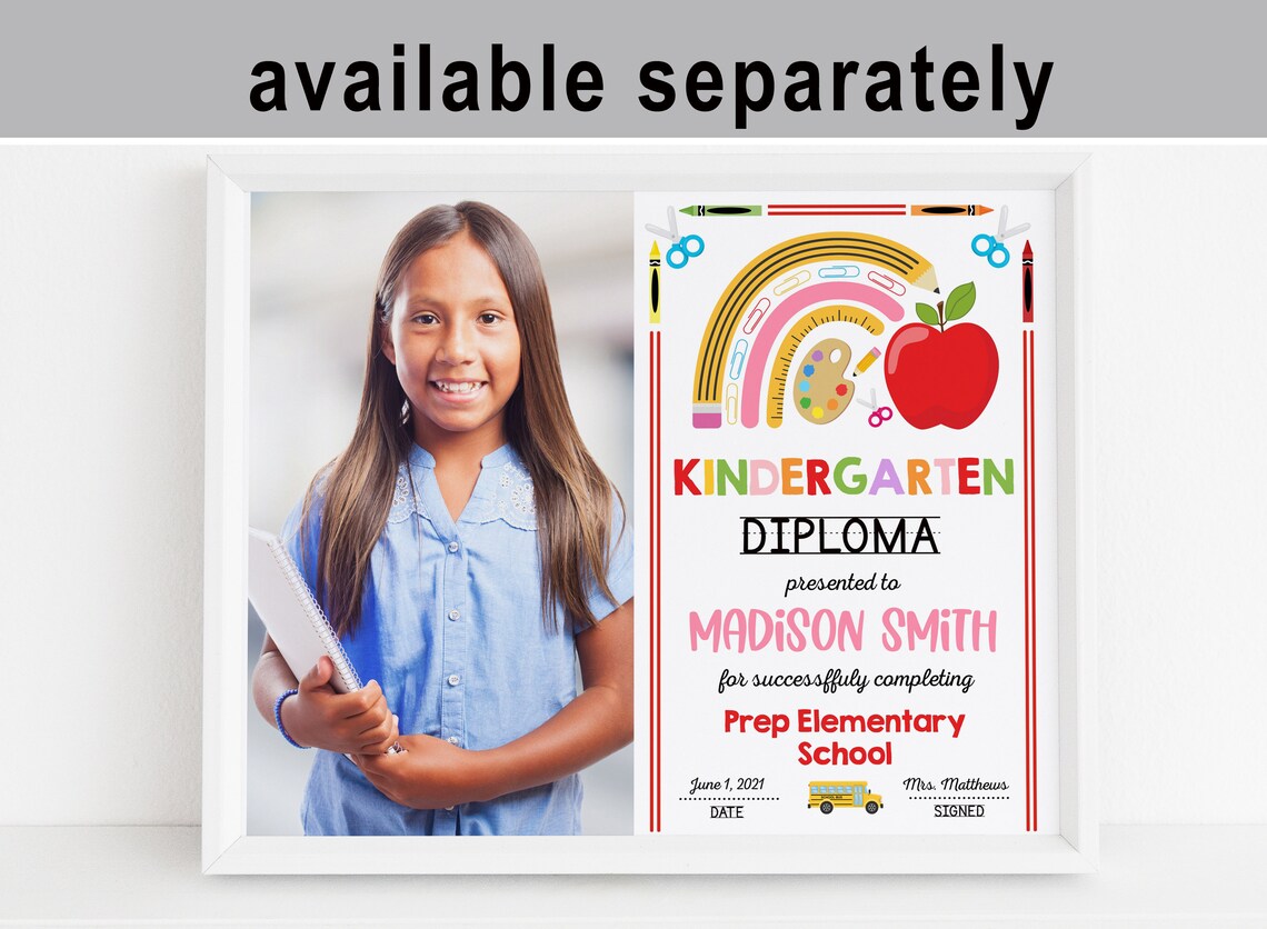 EDITABLE Kindergarten Diploma With Photo Printable Rainbow | Etsy
