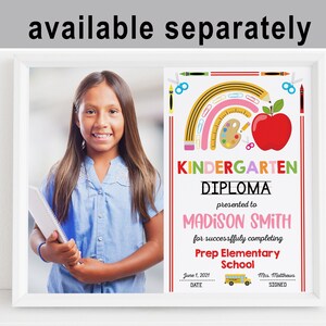 EDITABLE Kindergarten Diploma With Photo Printable Rainbow | Etsy