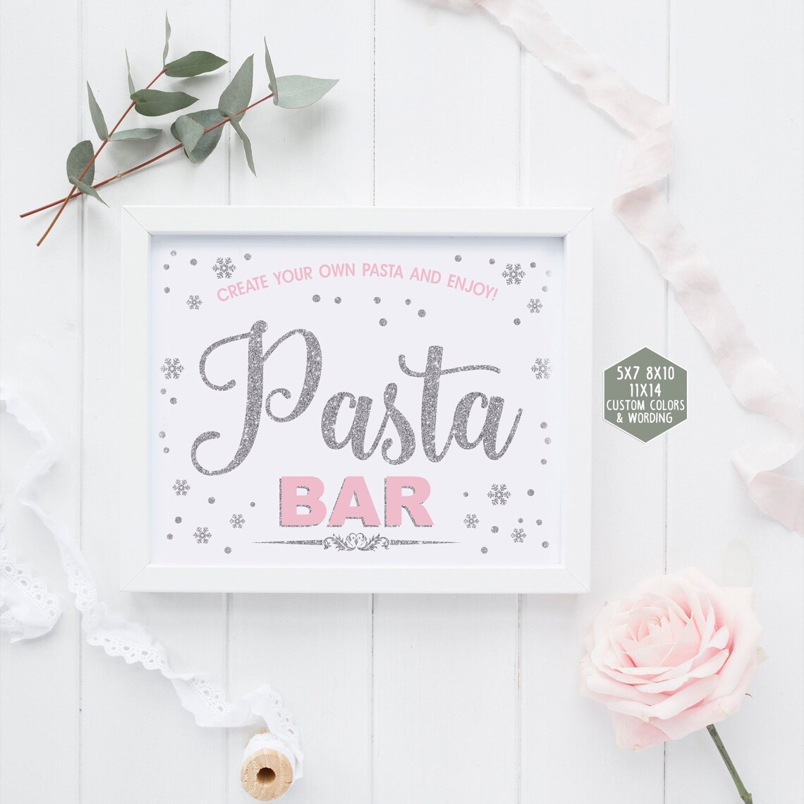 Pasta Bar Sign Printable Winter Onederland Decorations - Etsy