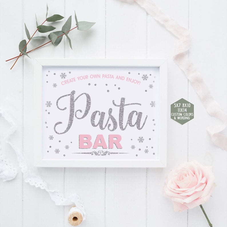 Pasta Bar Sign Printable Winter Onederland Decorations - Etsy
