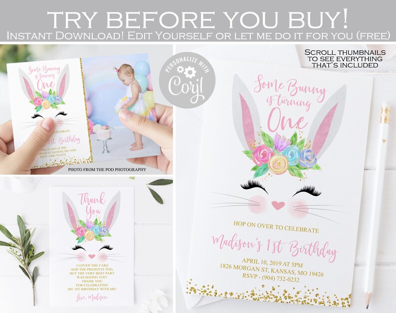 Some Bunny is Turning One Sign Printable First Birthday Sign - Etsy
