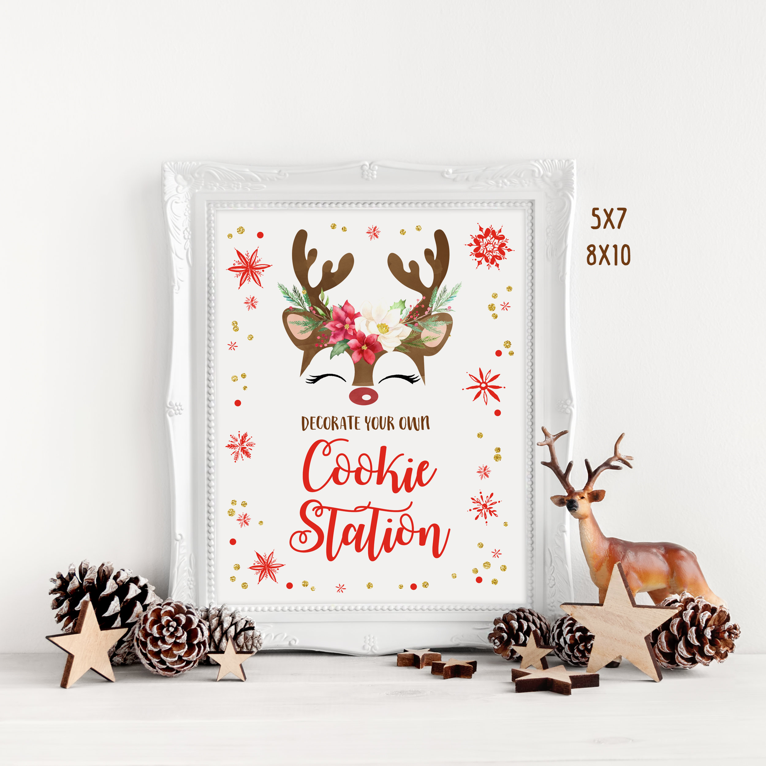 Cookie Station Sign Printable Girl Reindeer Birthday Party - Etsy