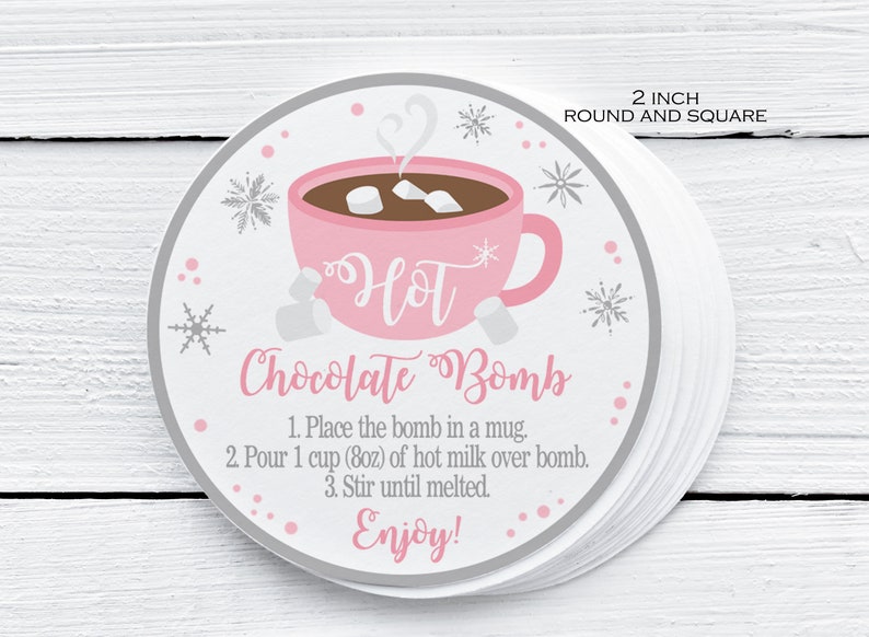 Hot Chocolate Bomb Tags Printable, Hot Cocoa Bomb Instructions Girl ...