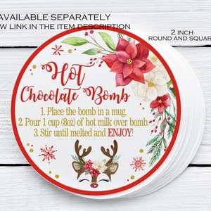 Christmas Hot Chocolate Bomb Tags Printable, Hot Cocoa Bomb ...