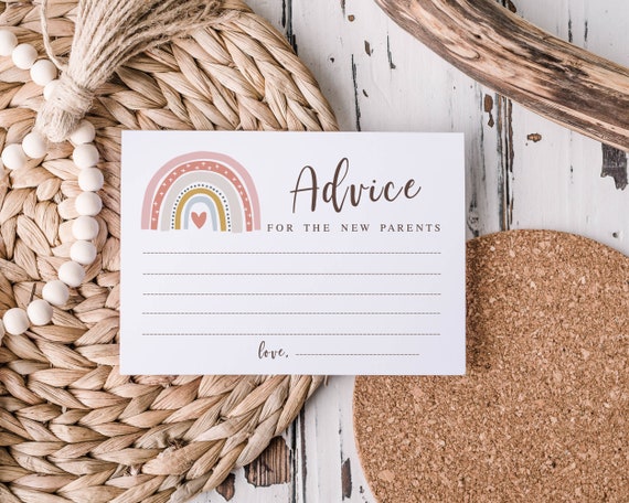 Advice for the New Parents Cards Printable Boho Rainbow Girl - Etsy