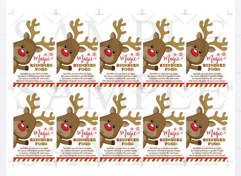 Magic Reindeer Food Tags Printable, Party Favors, Kids Christmas Hang ...