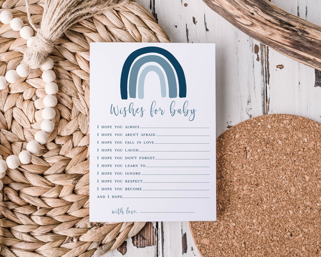 Boho Rainbow Wishes for Baby Cards, Boy Baby Shower Games Printable ...