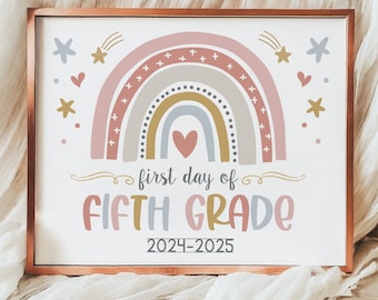 1st Day of School 5th Grade Printable Rainbow Instant Download Photo ...