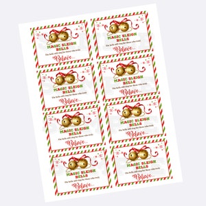 Magic Sleigh Bells Tags Printable, Kids Christmas Tag, DIY Class School ...