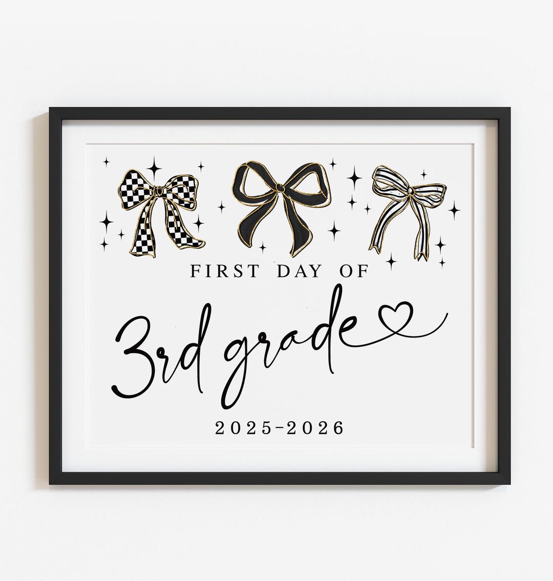 First Day of 3rd Grade Sign Printable, Bow Ribbon Coquette Back to ...