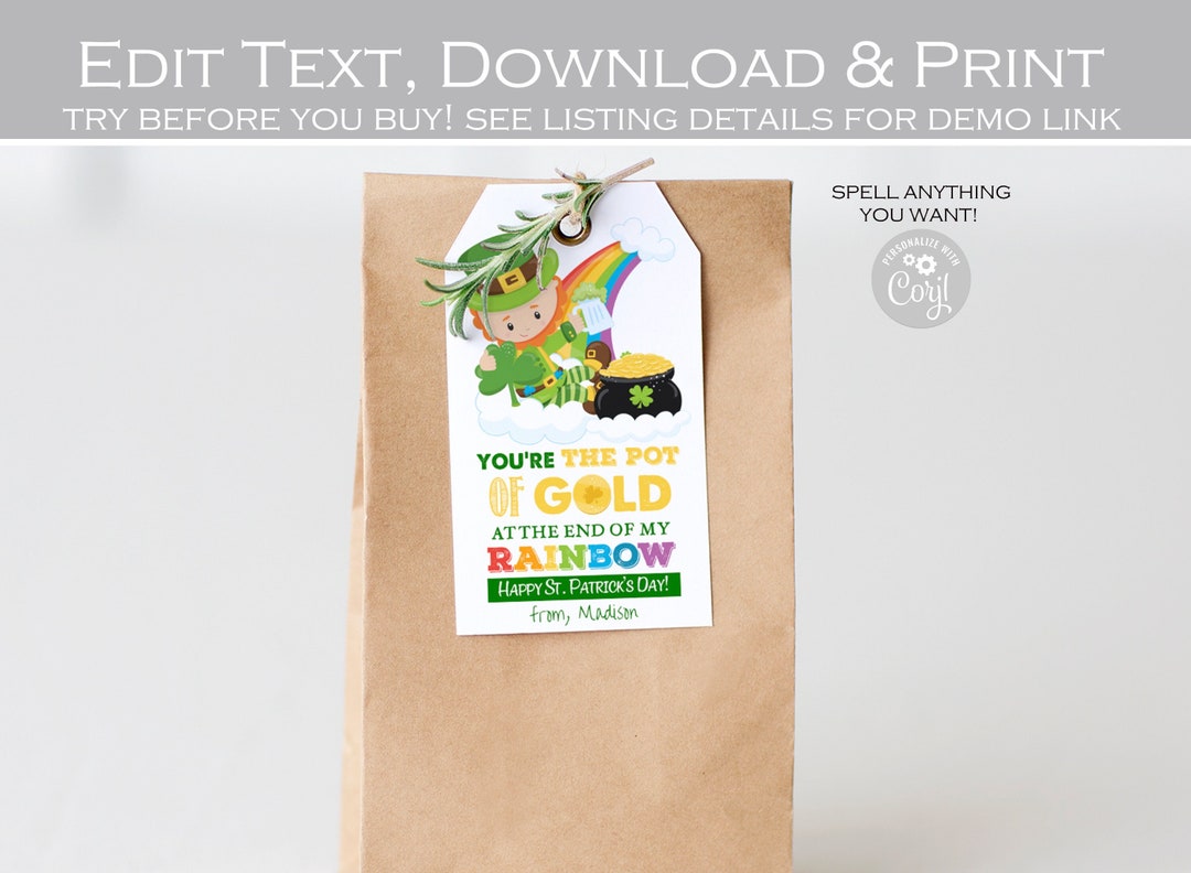 EDITABLE You're the Pot of Gold at the End of My Rainbow, St. Patrick's ...