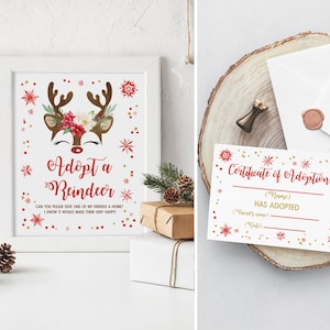 Adopt a Reindeer Sign and Certificate Printable, Girl Winter Onederland ...