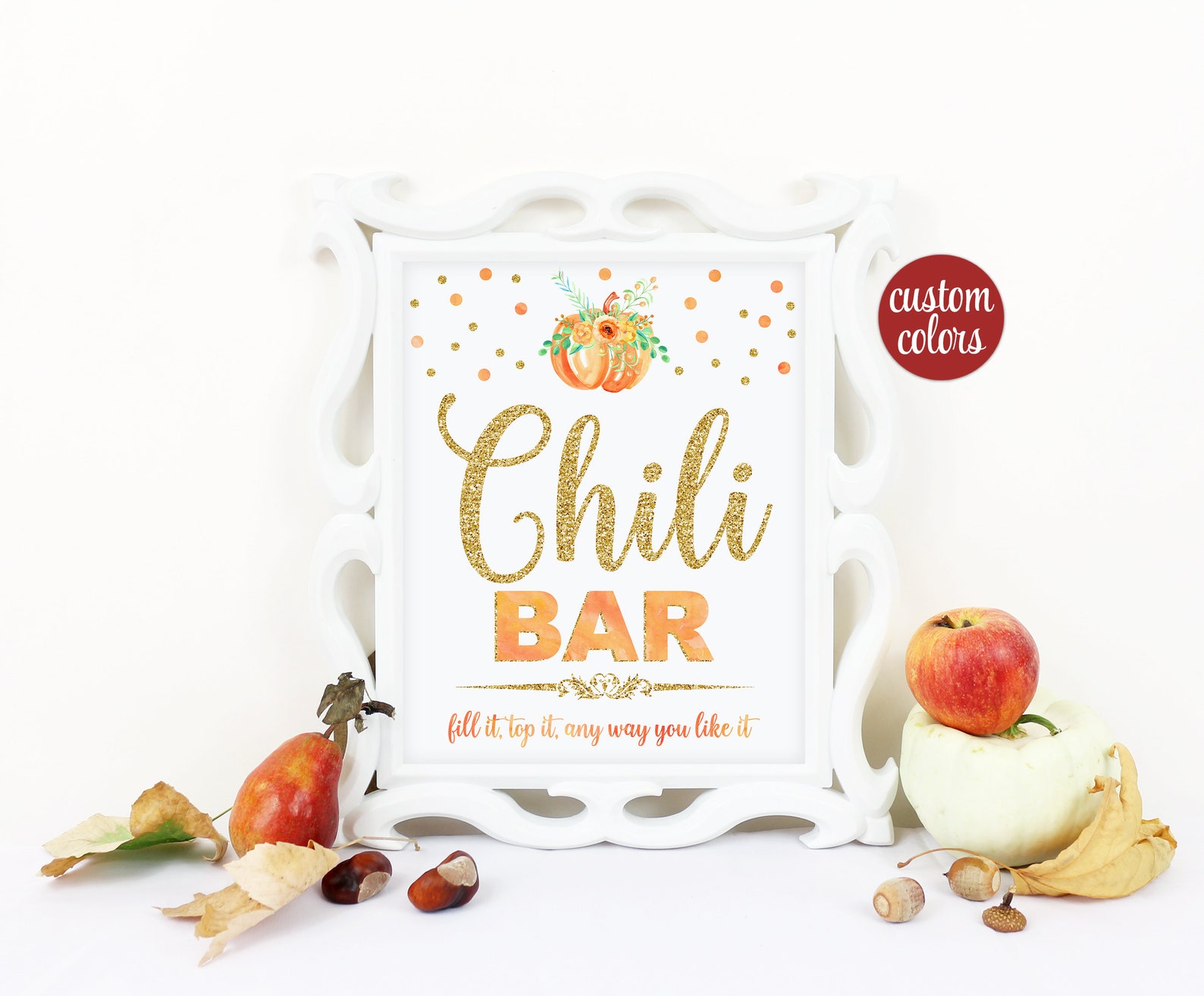 Chili Bar Sign Printable Fall Baby Shower Sign Orange and - Etsy