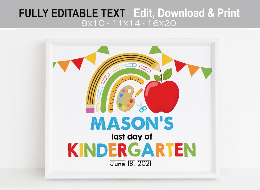 EDITABLE Last Day of School Sign Printable, Boy End of School Photo ...